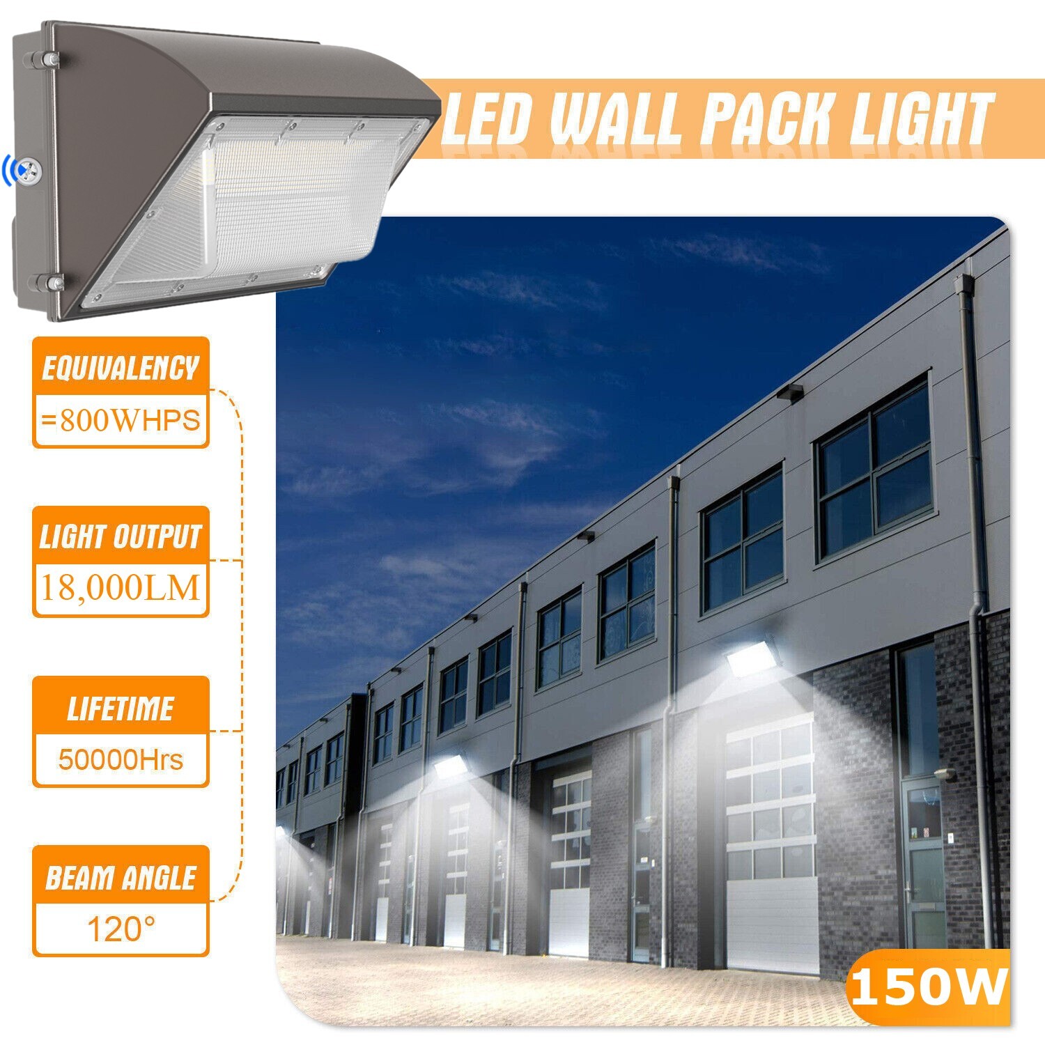 LED Wall Pack Light 150W 5000k White Outdoor Security Lighting Fixture ...