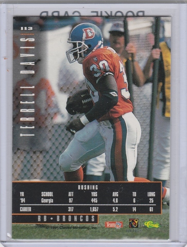 TERRELL DAVIS Limited Images 1995 ROOKIE CARD Denver Broncos RC ...