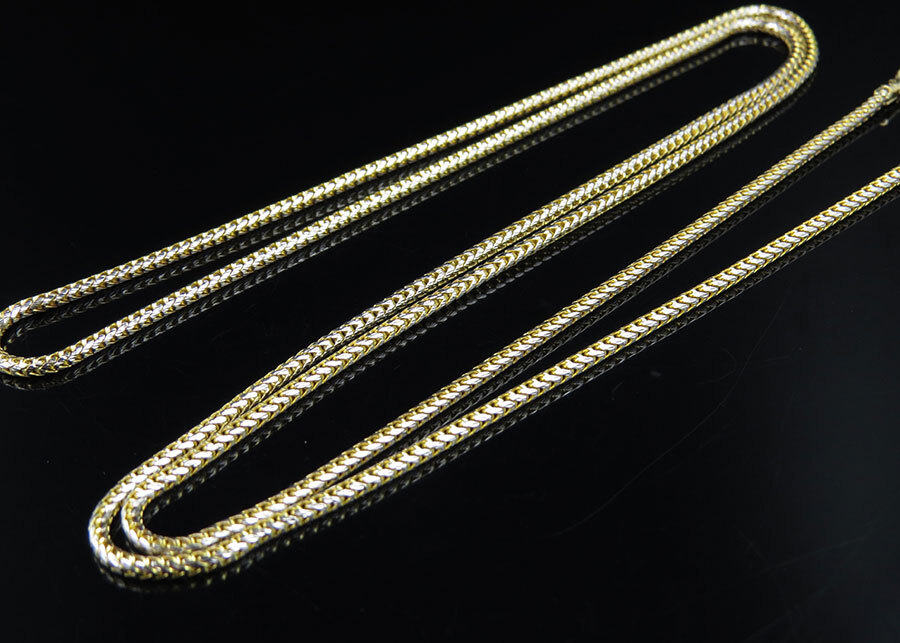 Solid 10K Yellow Gold 2 MM Diamond Cut Franco Box Chain Necklace 18-30 ...