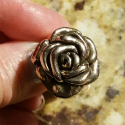 RARE JCM Big Rose Ring .925 Silver Authentic Size 8 - Gem