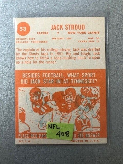 1963 Topps #53 Jack Stroud (New York Giants) Short Print | eBay