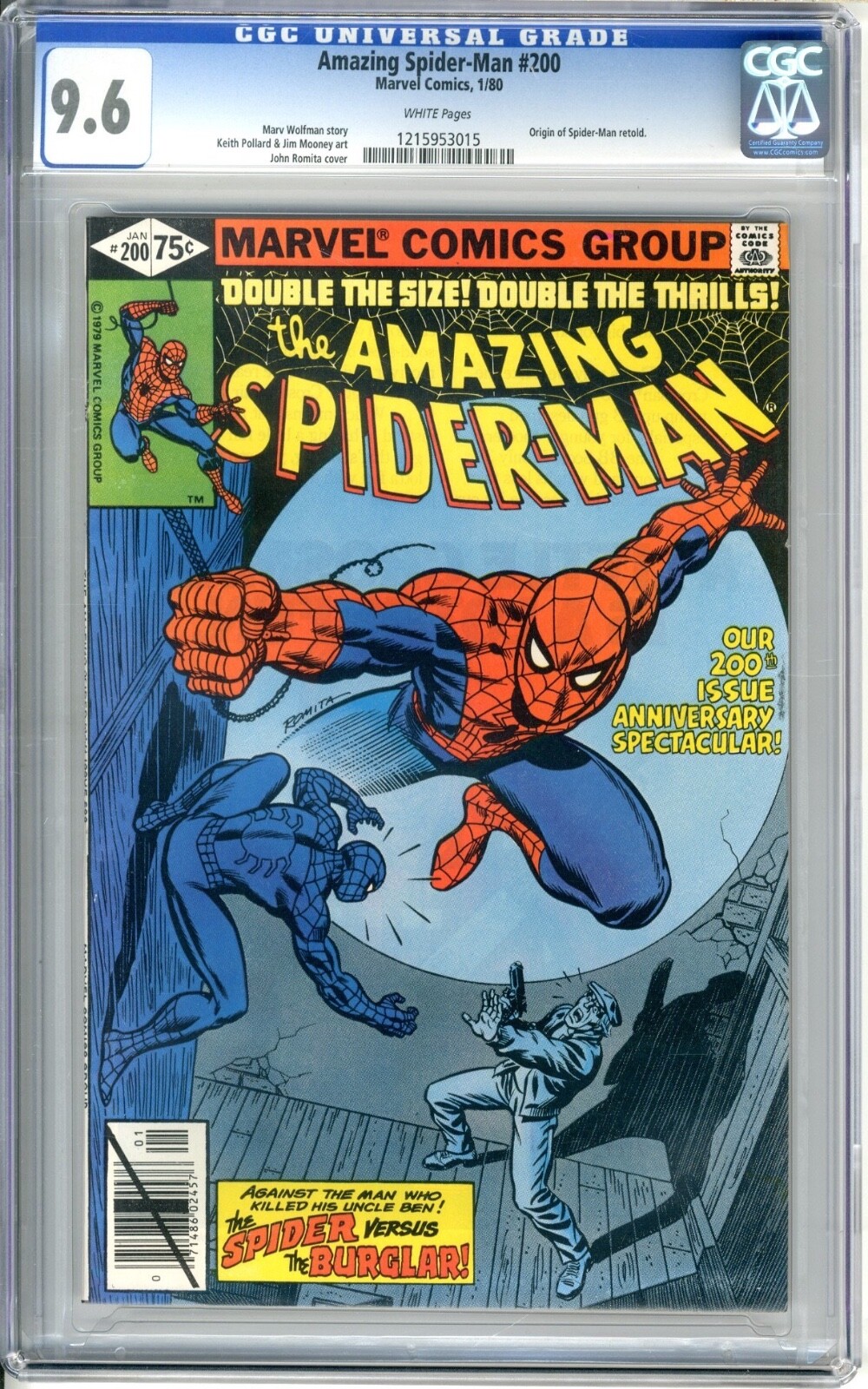 Amazing Spider-Man #200 CGC 9.6 NM+ White pgs 1/80 Origin of Spider-Man ...