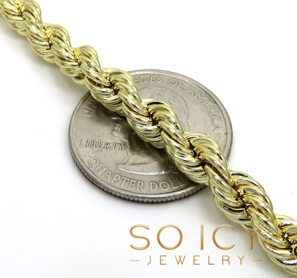 18-24" 6mm 14k Yellow Gold Hollow Smooth Rope Chain Necklace Mens ...