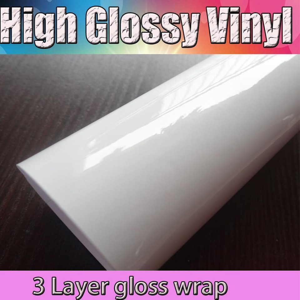 Full Roll 100FT x 5FT Car White Glossy Vinyl Car Wrap Gloss Film Self ...
