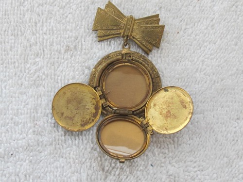 Vintage Brass Victorian Double Photo Locket Brooch Pin A3 | eBay