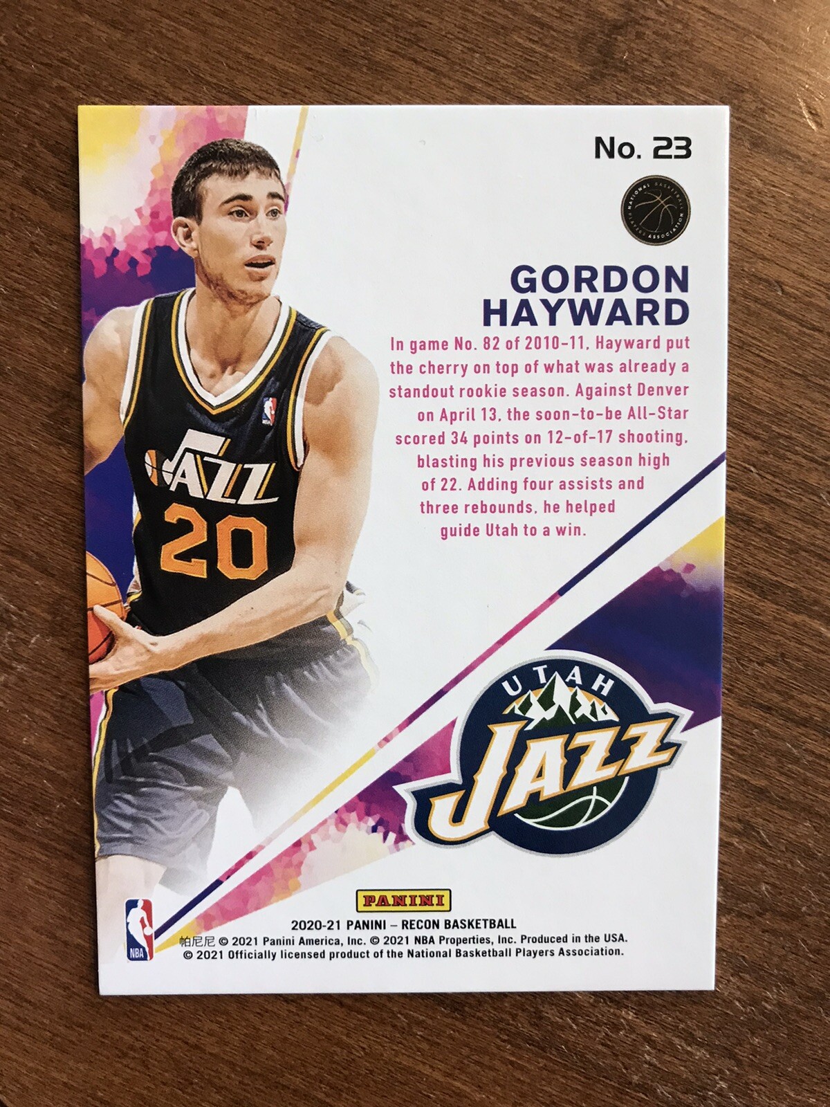 2020-21 Panini Recon - Rookie Review Gordon Hayward #23 Blue /99 for ...