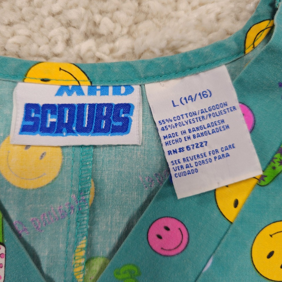 MHD Scrubs Womens Scrub T-Shirt Size Large Smiley Face Feel Better Get ...