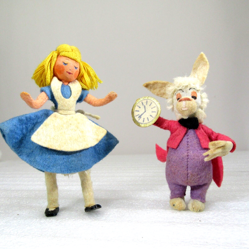 2 BAPS Edith Von Arps posable felt DOLLS Alice Wonderland & Rabbit ...
