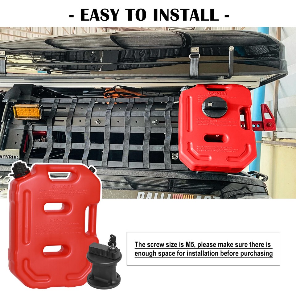 Red 10L Fuel Tank Can Gasoline Pack Gas Container w/Lock Fits JEEP SUV ...