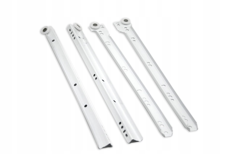 Metal Roller Bottom Fix Kitchen Drawer Runners Slides 250mm 600mm White ...