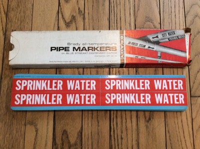 "SPRINKLER WATER" Brady Pipe Marker Stickers 7"X1" (4 per card, 25 ...