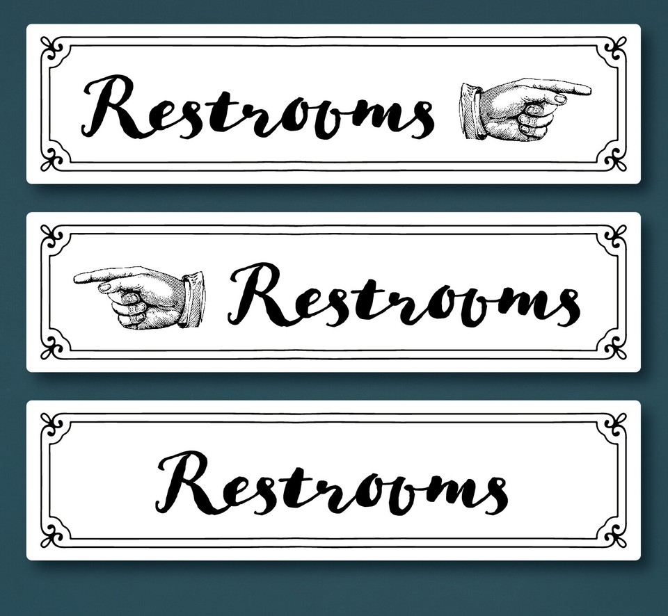 Restroom Sign - Hand Pointing Direction | eBay