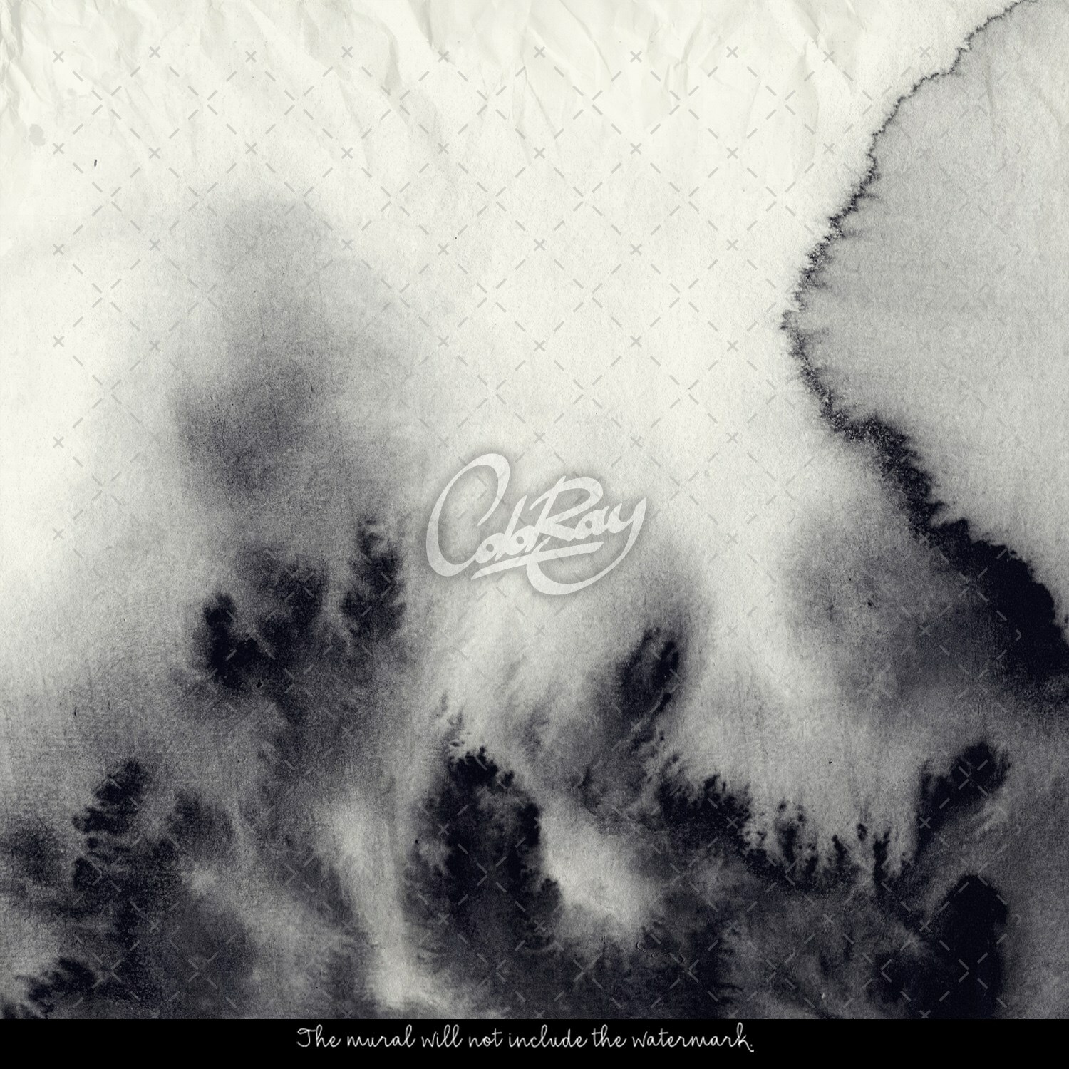 Dark vintage ink art wall mural Removable wallpaper Watercolor Painted ...