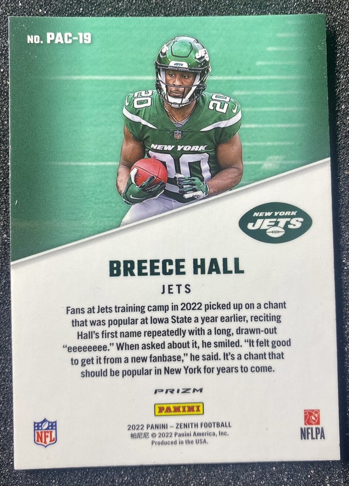 Breece Hall Rookie 2022 Panini Zenith Pacific Prizm #PAC-19 1D | eBay