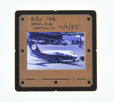 35MM SLIDE AIRCRAFT 1987 - BAE BRITISH AEROSPACE 146 DAN-AIR AT GATWICK ...