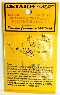 Details West #MU-220 HO Scale MU Cable w/Two Plugs, Receptacle, & Stand ...