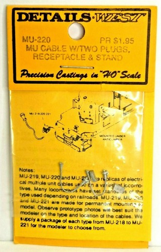 Details West #MU-220 HO Scale MU Cable w/Two Plugs, Receptacle, & Stand ...