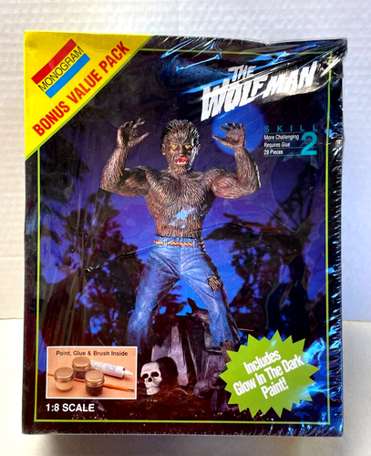 Monogram THE WOLFMAN Plastic Model Kit Bonus Pack w/Paint Glue Brush ...
