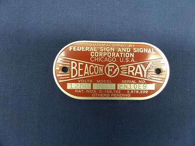Federal Sign and Signal Model 174-A SUPER Beacon Ray Replacement Badge ...