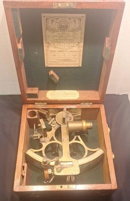 Henry Hughes and Sons Brass 'Husun' Marine Sextant, 1946 in Mahogany ...