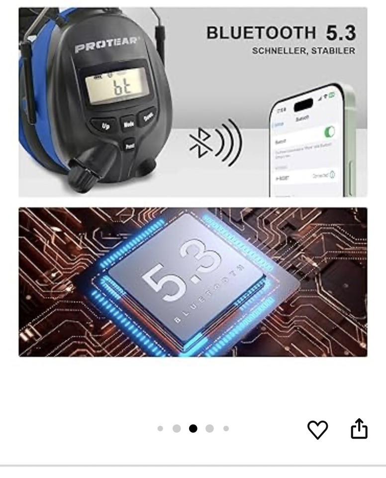 PROTEAR Bluetooth Ear Defenders, with FM/AM Digital Radio, and Built-in ...