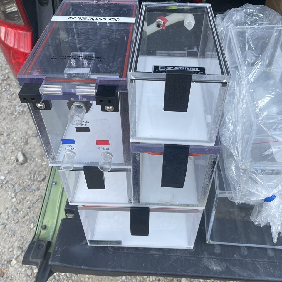 Lot Of (14) BRAINTREE VETEQUIP E-Z Anesthesia INDUCTION CHAMBER + Instruments | eBay