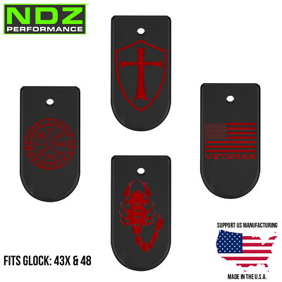 NDZ Glock 43X 48 Extended Magazine Base Plate Aluminum Black, Red ...