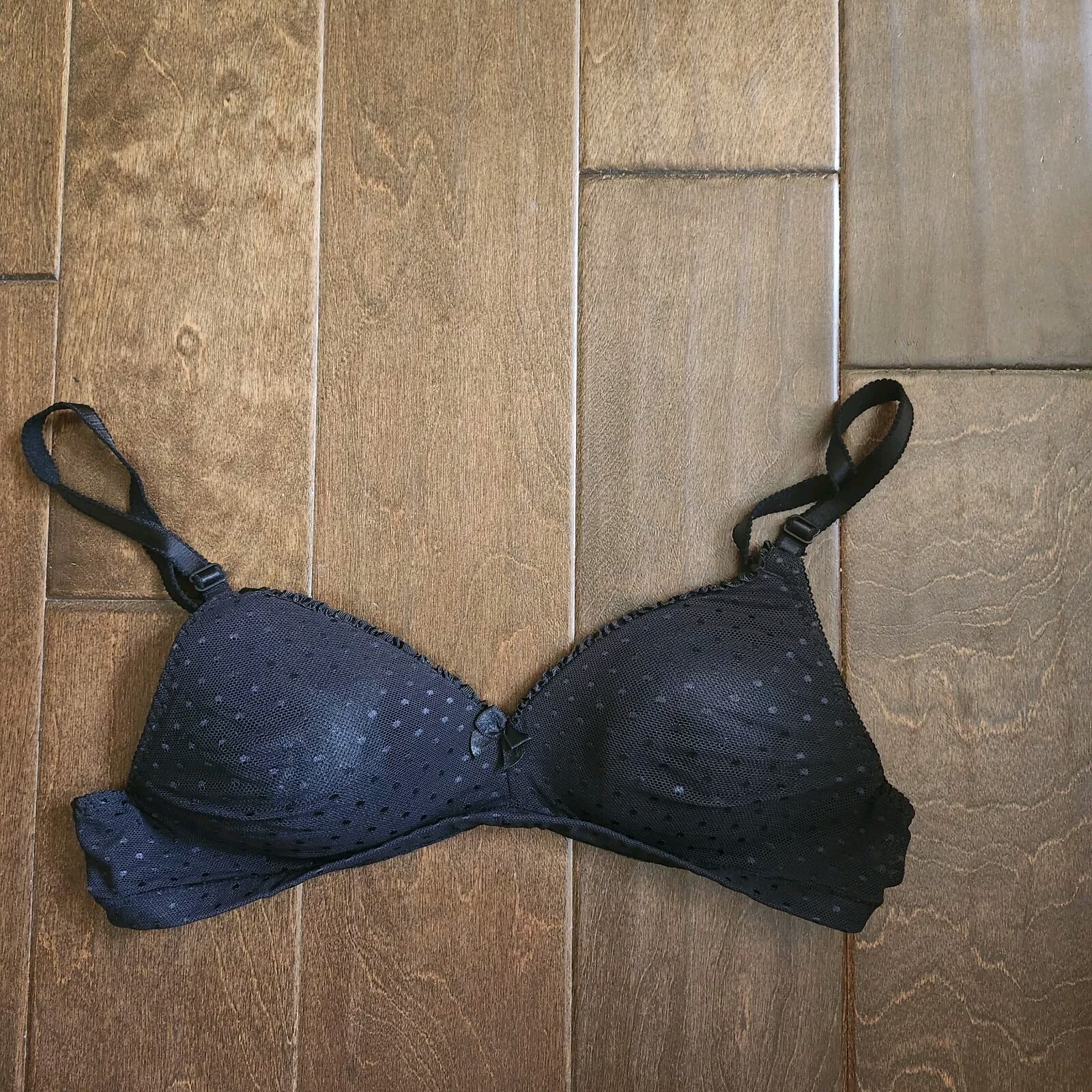 Playtex Thank Goodness It Fits Women's Black Polka Dot Bra - Size 36A ...