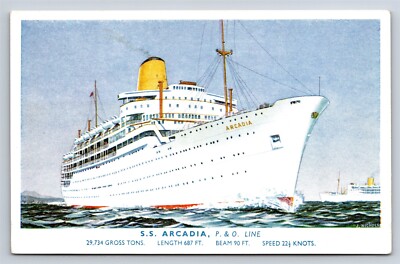 Postcard SS Arcadia Ocean Liner P&O Line Steamship Ship by J. Nichols ...
