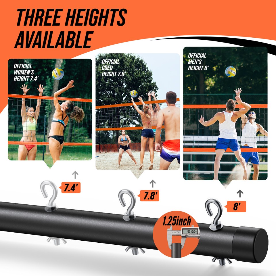 Professional Volleyball Net Set Heavy Duty Portable with Poles Ball ...