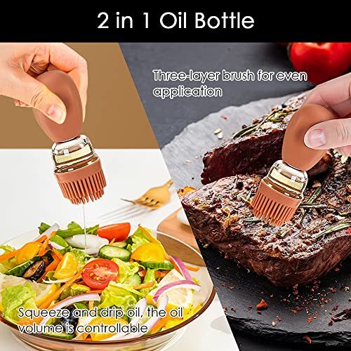 Olive Oil Dispenser Bottle with Silicone Brush Dropper for Kitchen ...