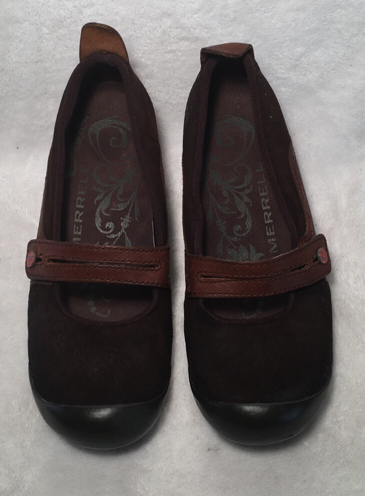 Merrell Brown Leather Mary Jane Slipper Shoes Size 6 - Gem