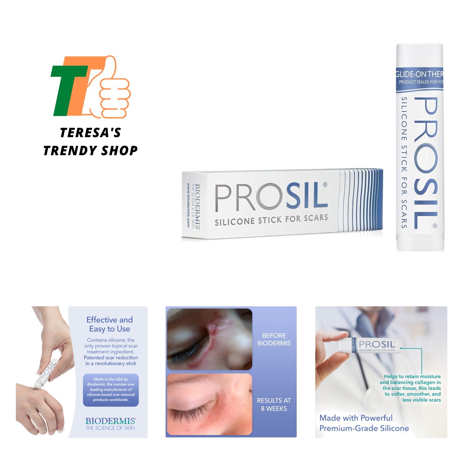Pro-SIL Silicone Scar Gel Stick - Scar Reduction Care for Surgical ...