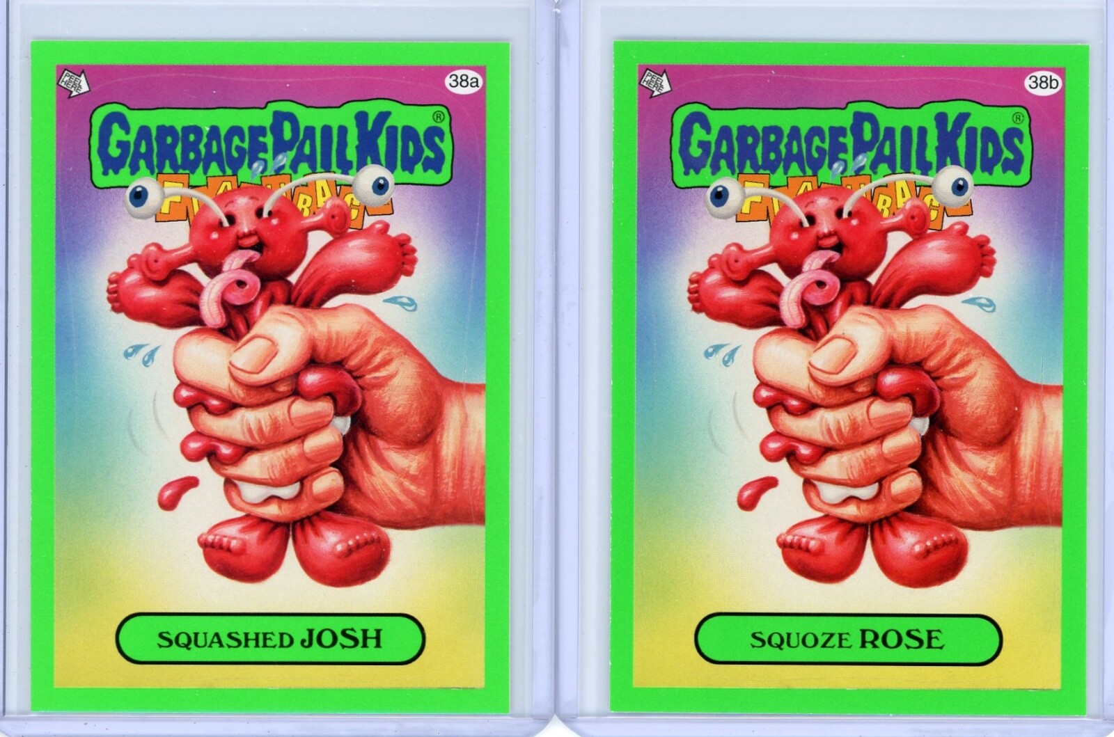 Garbage Pail Kids Flashback 3 SQUASHED JOSH & SQUOZE ROSE 38A/B Green ...