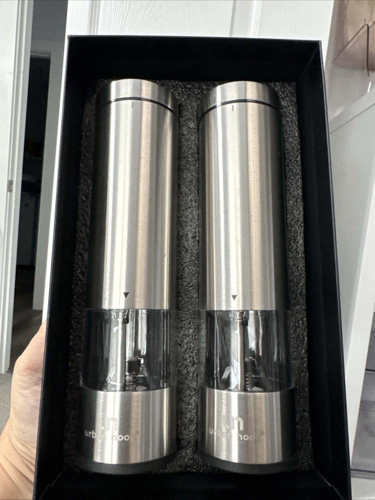 Urban noon Salt and Pepper Grinder Set Battery Operated Stainless Steel ...