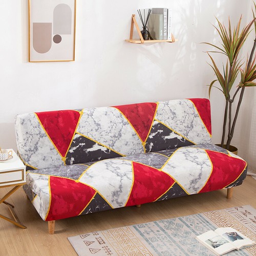 Printed Futon Cover Stretch Sofa Bed Cover Armless Couch Cover for ...