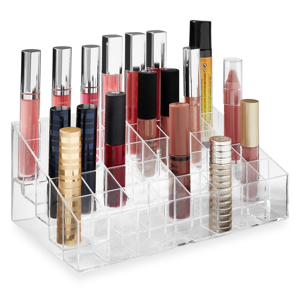 Acrylic Lipstick Organizer Stand - 40 Slot Cosmetic Display Makeup Case ...