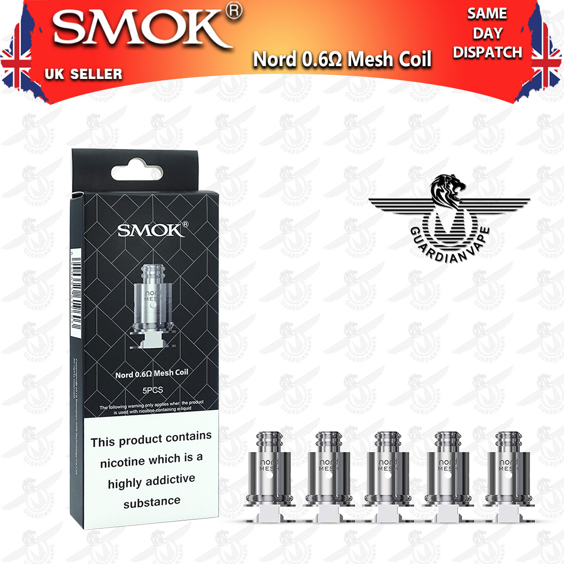 Smok Nord Coils 0.6 0.8 1.4 Ohm Mesh Regular Ceramic DC Replacement ...