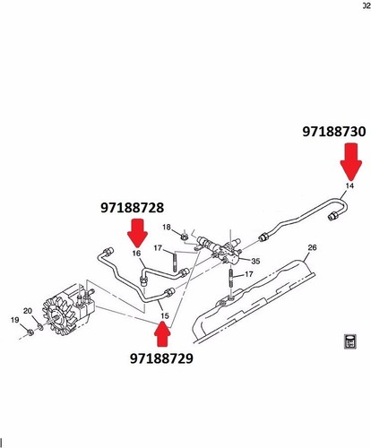 Duramax LB7 6.6L High Pressure Fuel Lines 97188728, 97188730, 97188729 ...