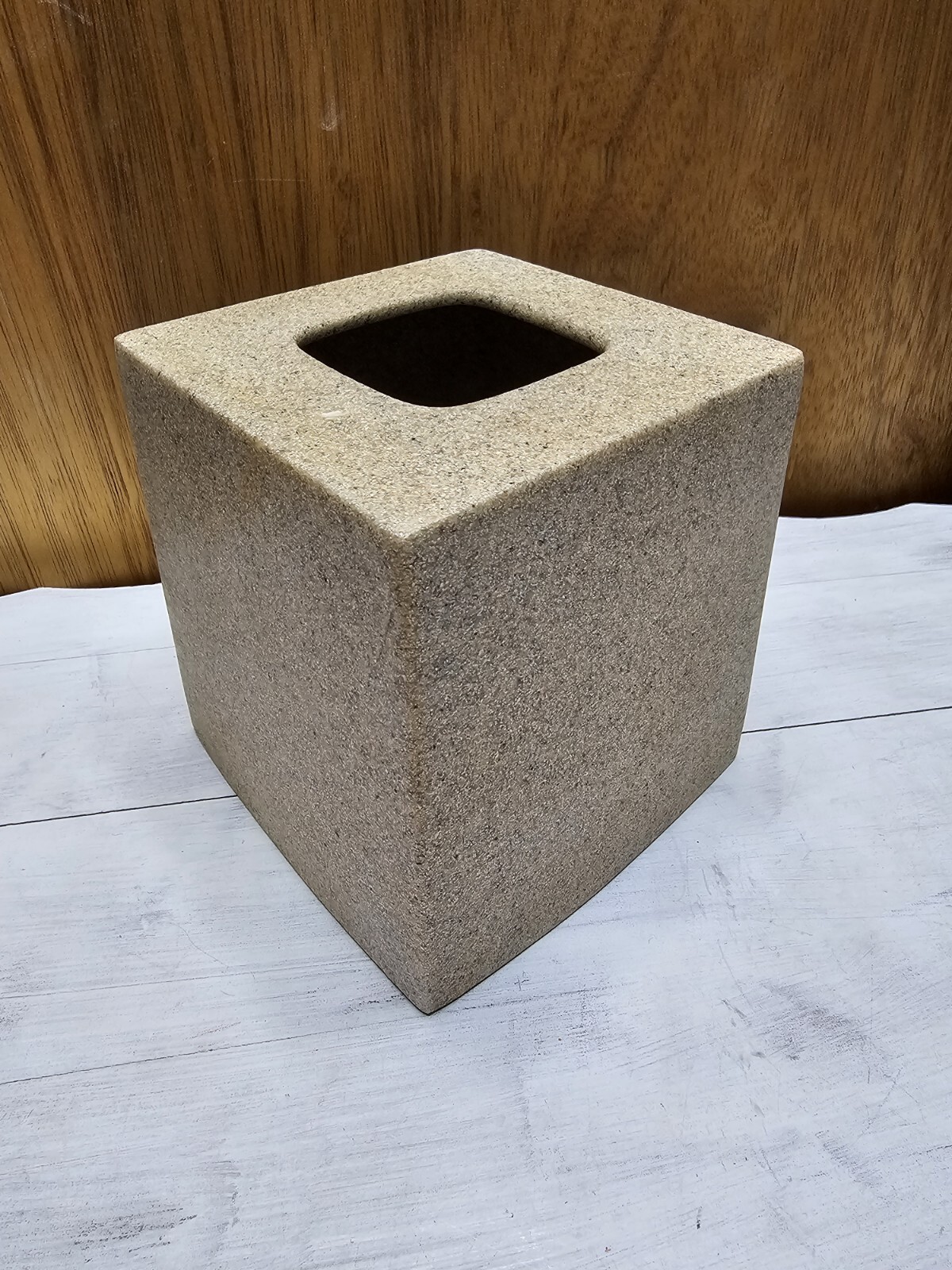Faux Natural Stone Tissue Box Cover Brown Square Rustic Bathroom Decor ...
