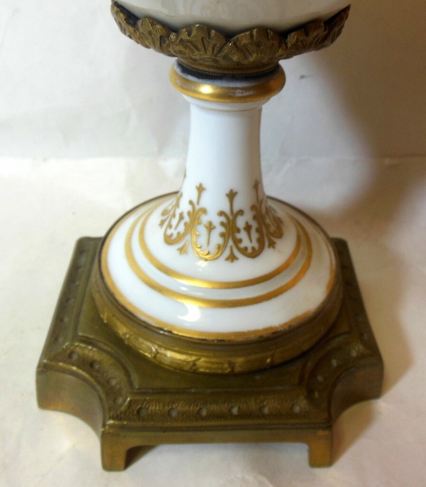 SUPERB Tall 17" Antique SEVRES Artist Signed French URN VASE Ormolu ...