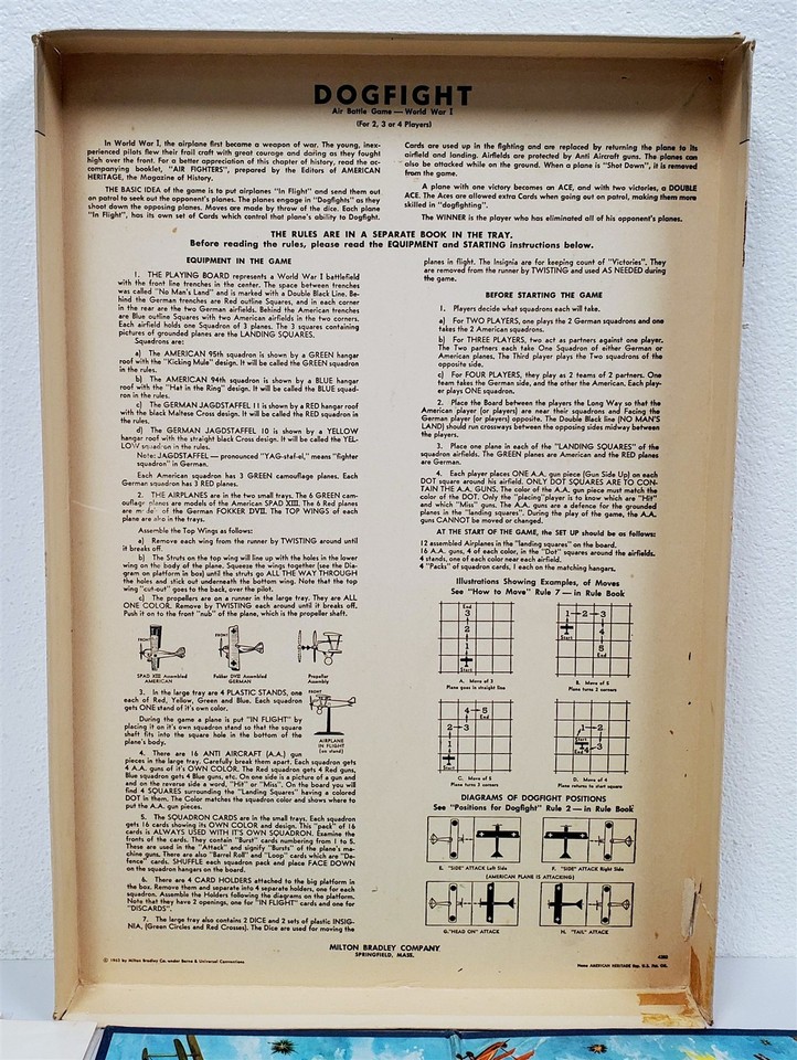 H-946 VTG. 1963 MILTON BRADLEY NEW IN BOX AMERICAN HERITAGE DOGFIGHT ...