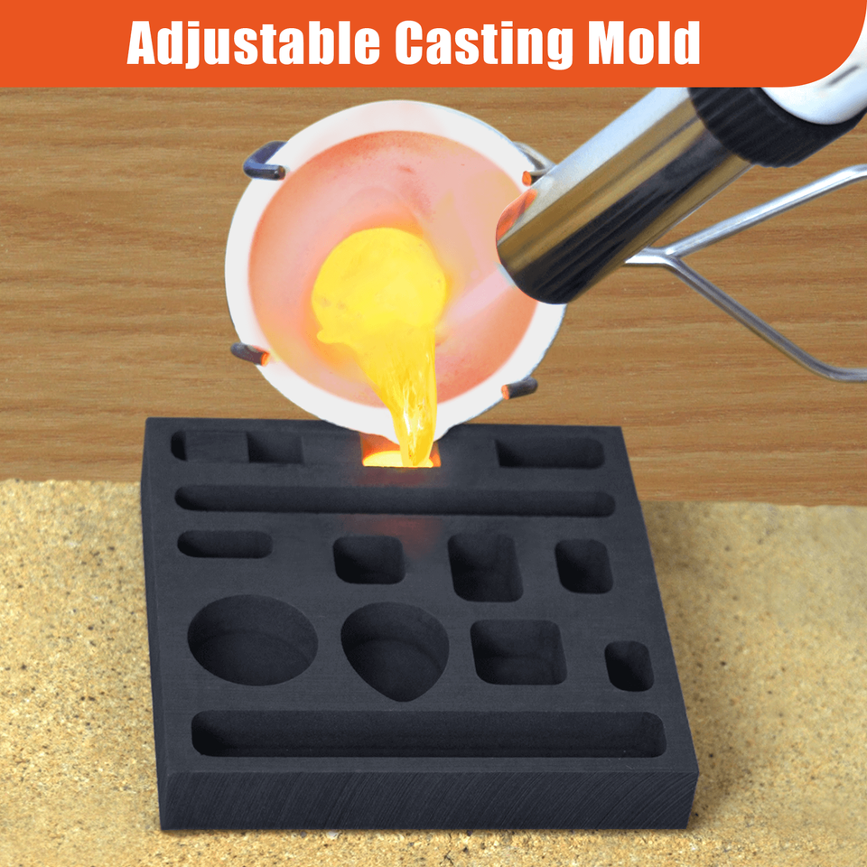 9PCS Graphite Ingot Crucible Mold Set Torch Melting Tools Kit for Gold ...