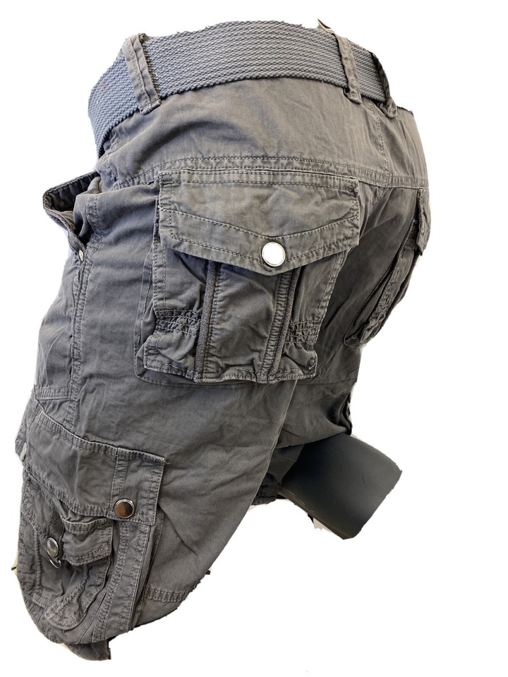 Mens STEINTEX CARGO SHORTS CHARCOAL WASH MMA 32 34 36 38 40 42 44 BLACK ...