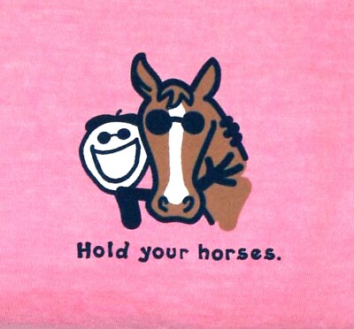NEW ORIGINAL LIFE IS GOOD LIGHT PINK T-SHIRT HOLD YOUR HORSES SZ MEDIUM ...