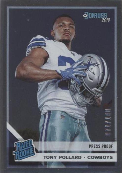 2019 Panini Donruss - Rated Rookie Tony Pollard #337 Press Proof Silver ...