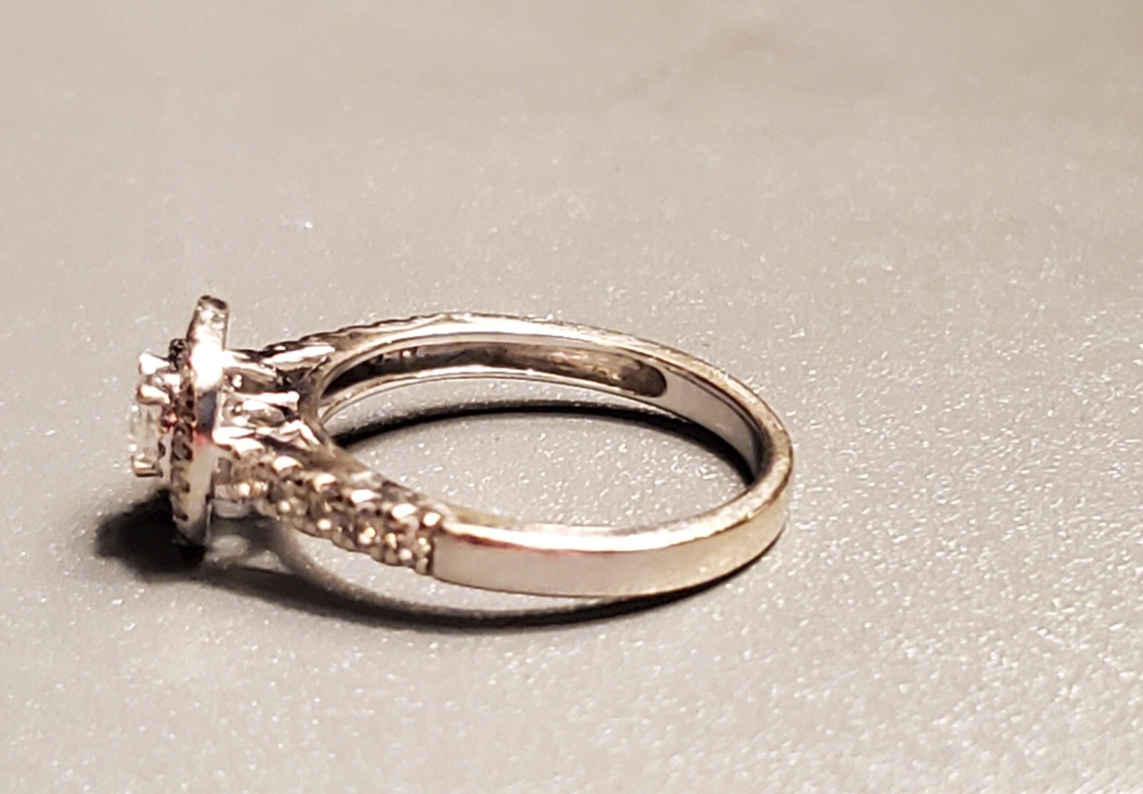 Diamond Princess-Cut Engagement Ring 1k Diamond and round 14k White ...