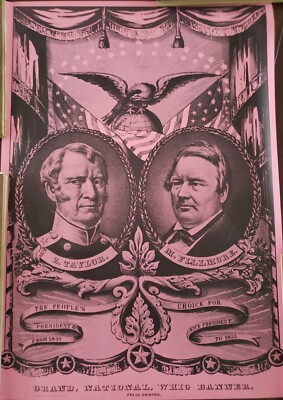 VINTAGE 1967 POLITICAL POSTER~Zachary Taylor Millard Fillmore 1849 ...
