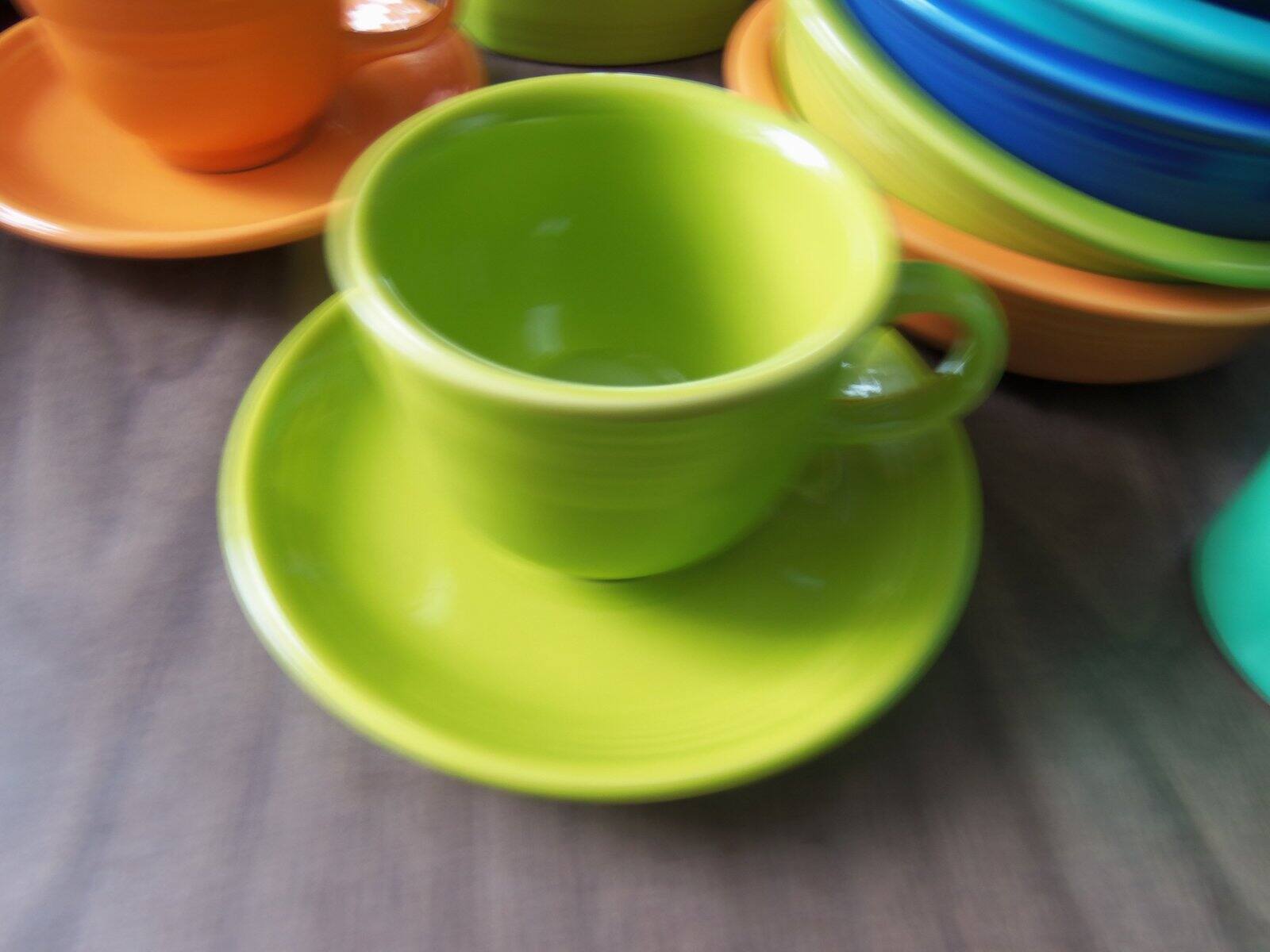 Never Used FIESTA WARE Lime Green Coffee Cup & Saucer C Ring | eBay