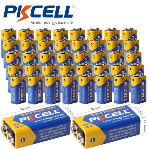 150pcs 9Volt Batteries 6F22 EN22 PP3 MN1604 9V Cell Zinc-Carbon Bulk ...